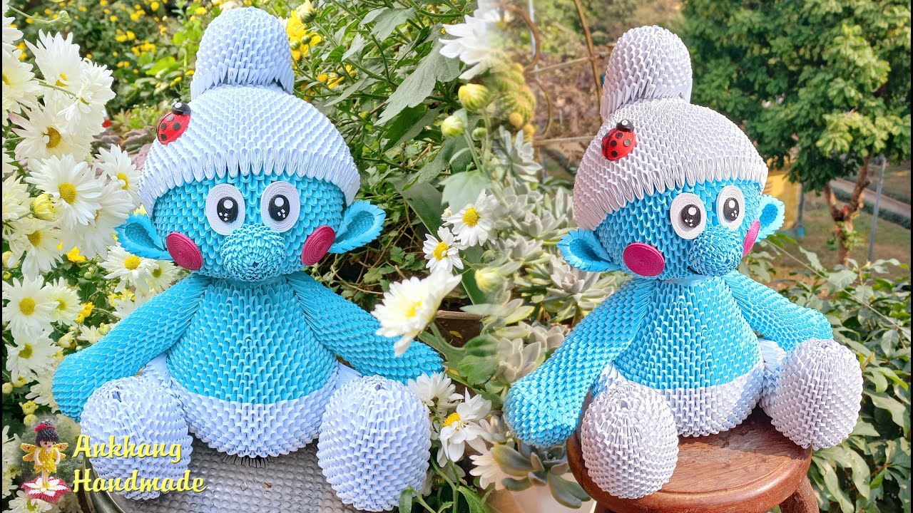 3d origami Smurf | paper cute Smurf , paper toy , home showpieces - YouTube