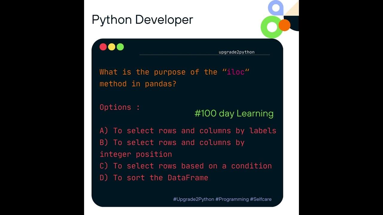 iloc Method in Pandas Library, Learn Basics in Data Science Using Python #100dayslearning # ...