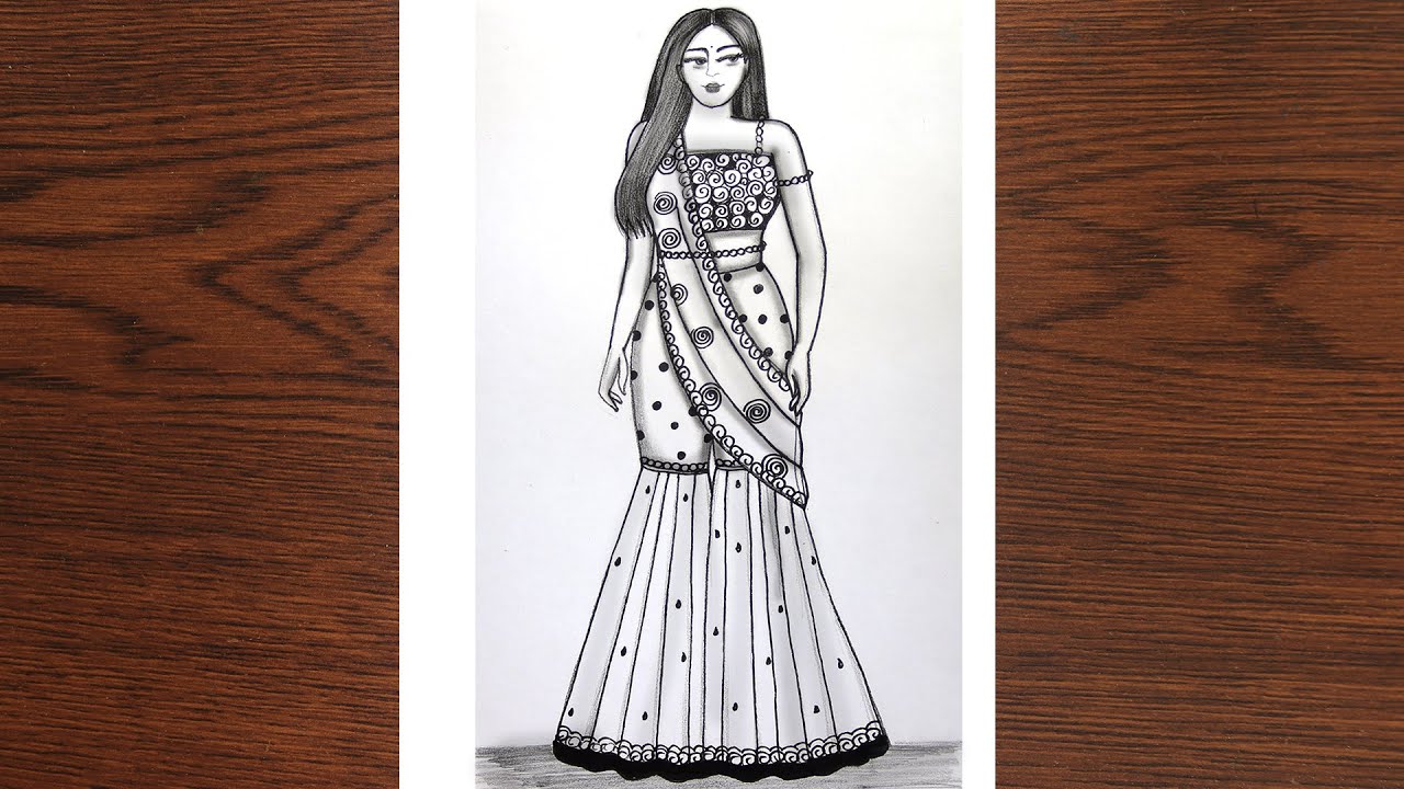 A Beautiful traditional Girl Drawing || Drawing idea for beginner ...