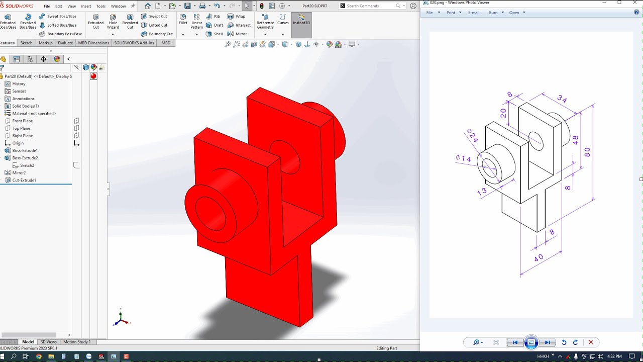 Giáo Trình SolidWorks 2023 | Thực Hành Vẽ 3D - Bài 020 - YouTube
