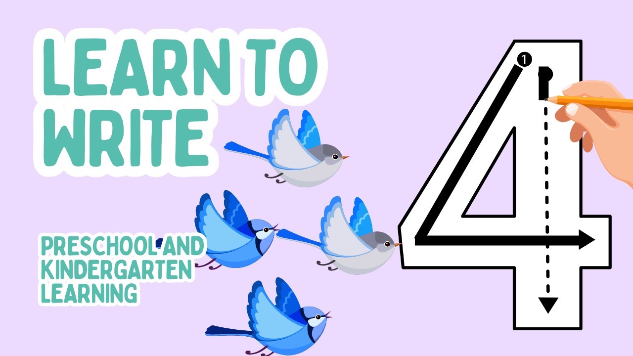 Learn to Write Number 4 | Kids Number Writing Practice - YouTube