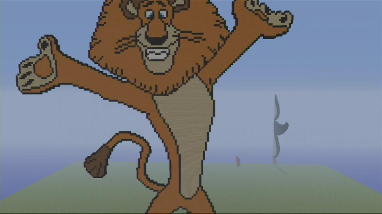 ALEX ~ MADAGASCAR MINECRAFT SPEED BUILD ~ Madagascar Lion MC Pixel Art ...