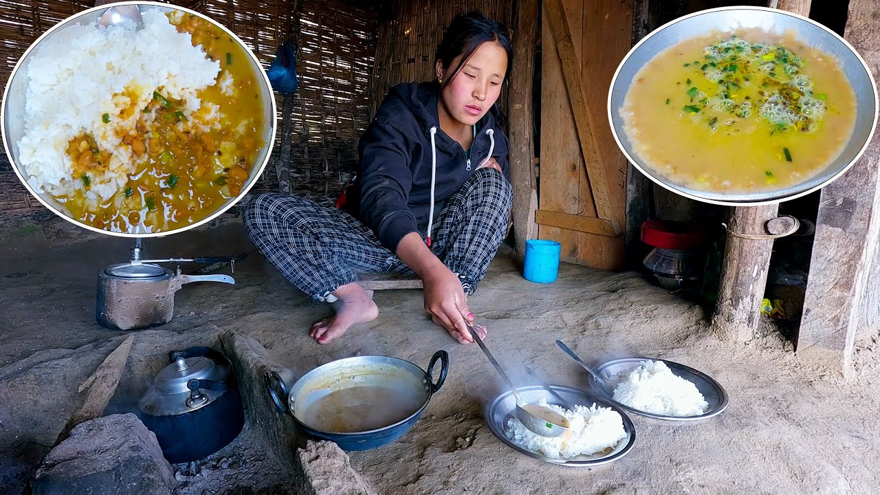 Manjita Cooking local bean curry in goat hut || Young shephards life in ...