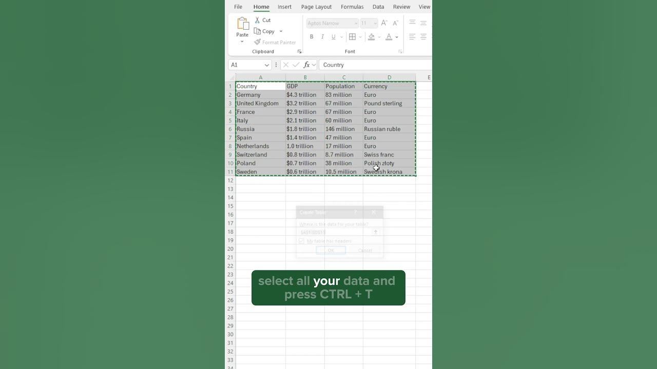 Stop Formatting Headers Manually! Use Ctrl + T to Create Tables in Excel! - YouTube