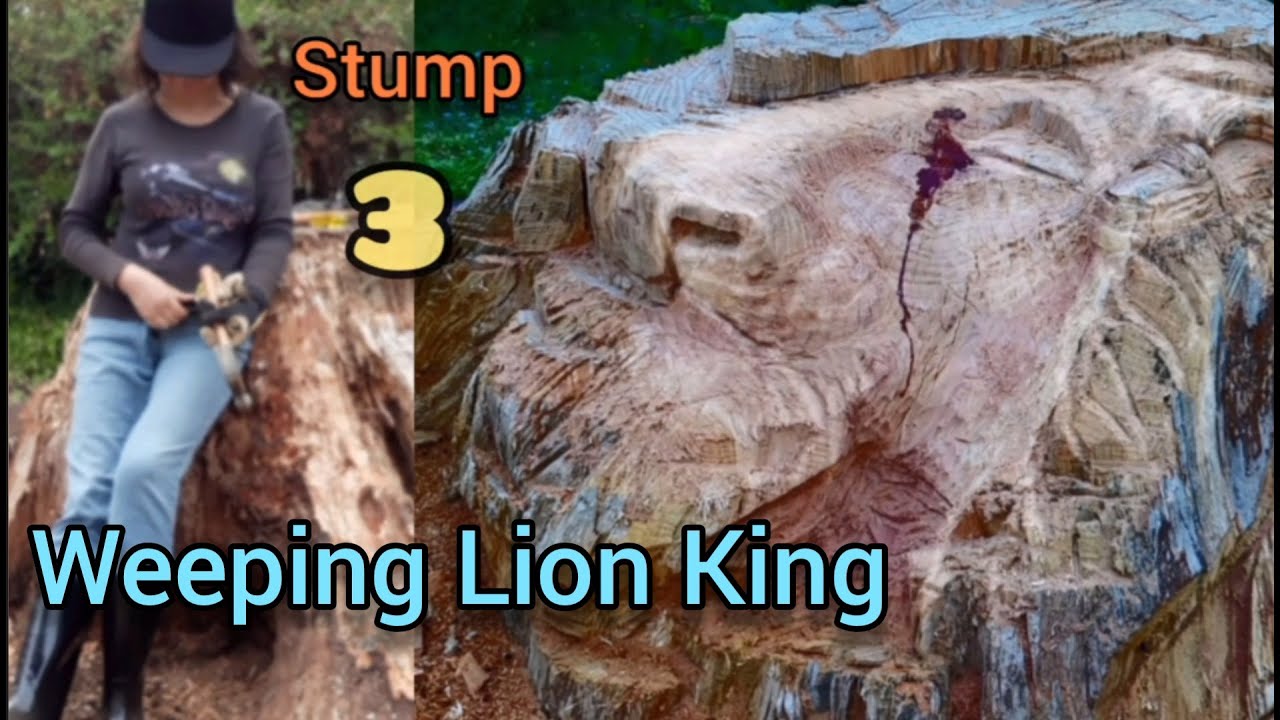 Stump Wood Carving | Weeping Lion King - YouTube