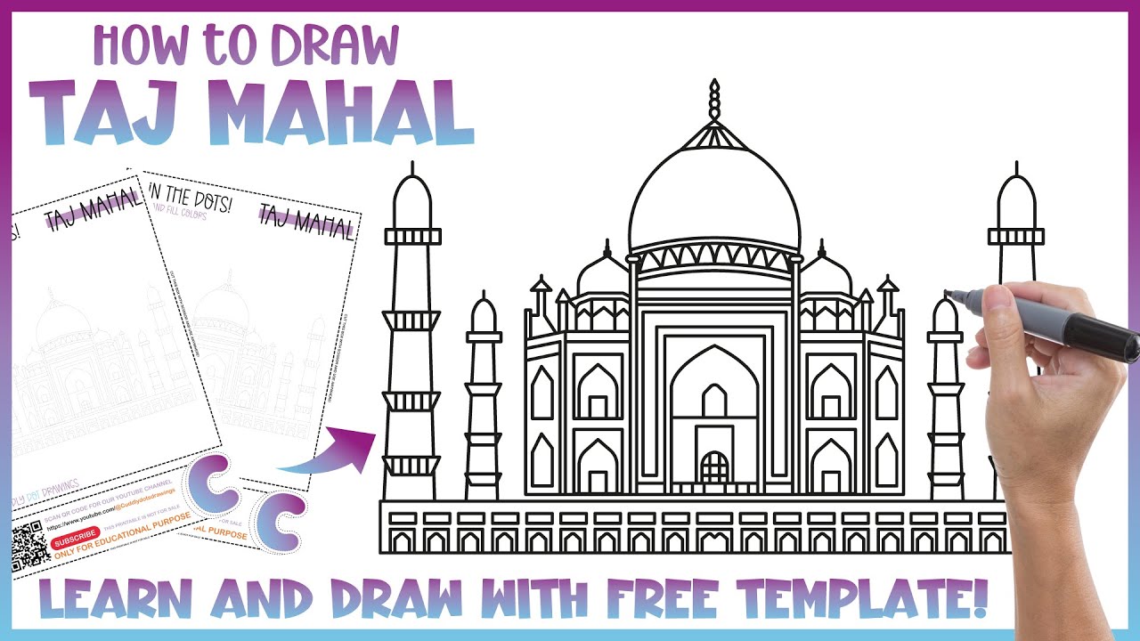 How to Draw Taj Mahal - Free Drawing Worksheet PDF for Tracing and ...