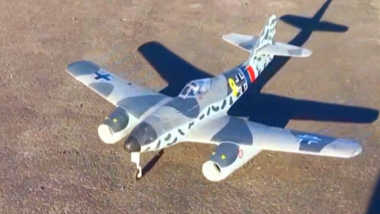 Dynam ME-262 1500mm RC JET on 6s with 70mm 12 blade EDFs - YouTube