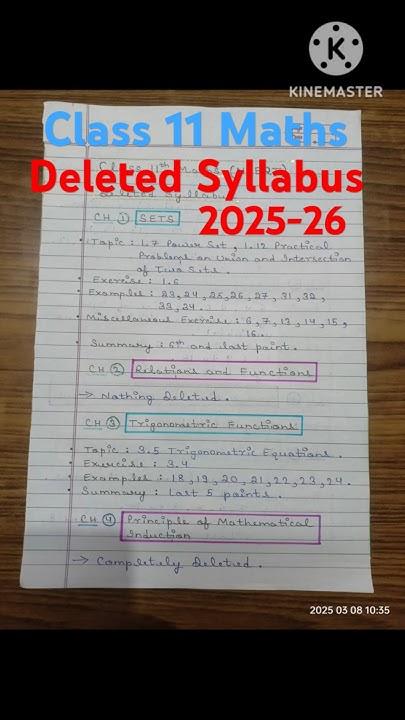 Class 11 Maths Deleted Syllabus (For Old Ncert) 2025-26 - YouTube