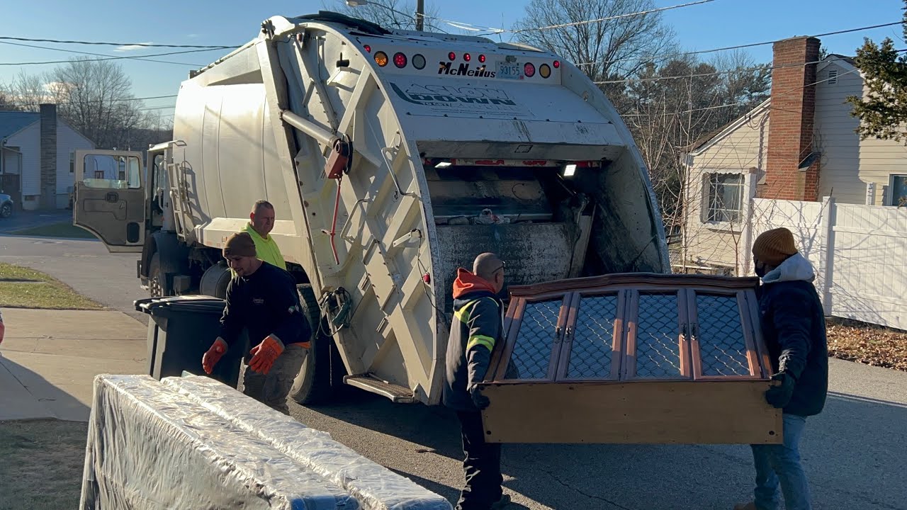 Rambone Disposal Garbage Truck Packing Insane Post Xmas Trash Piles ...