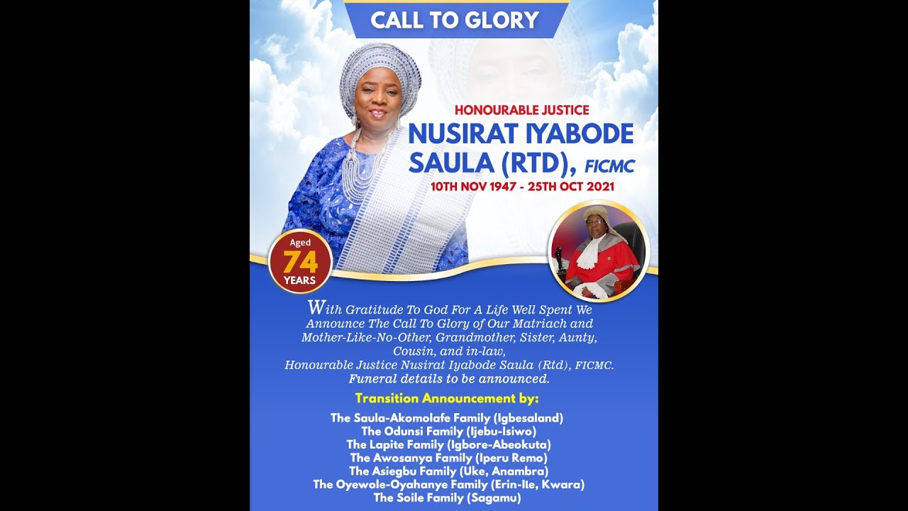 Special Court Sitting For Late Justice Nusirat Iyabode Saula (rtd ...