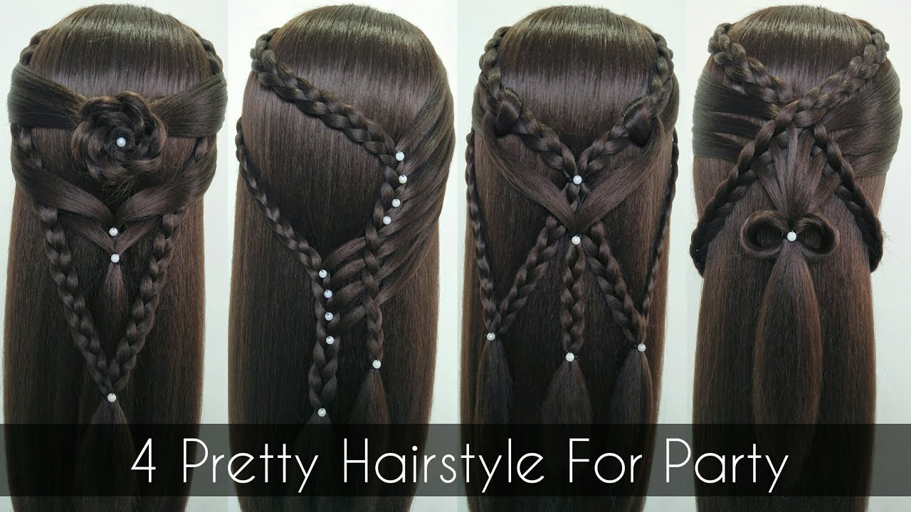 4 Pretty Hairstyle For Party | Braid Hairstyle | Quick Hairstyles | Hairstyles | Hairstyle For ...