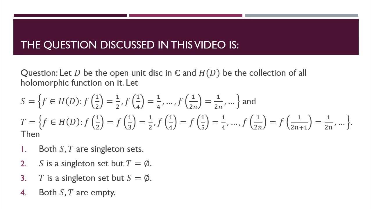 Set of functions and identity theorem (CSIR NET June 2016 Mathematical Sciences Part B) - YouTube