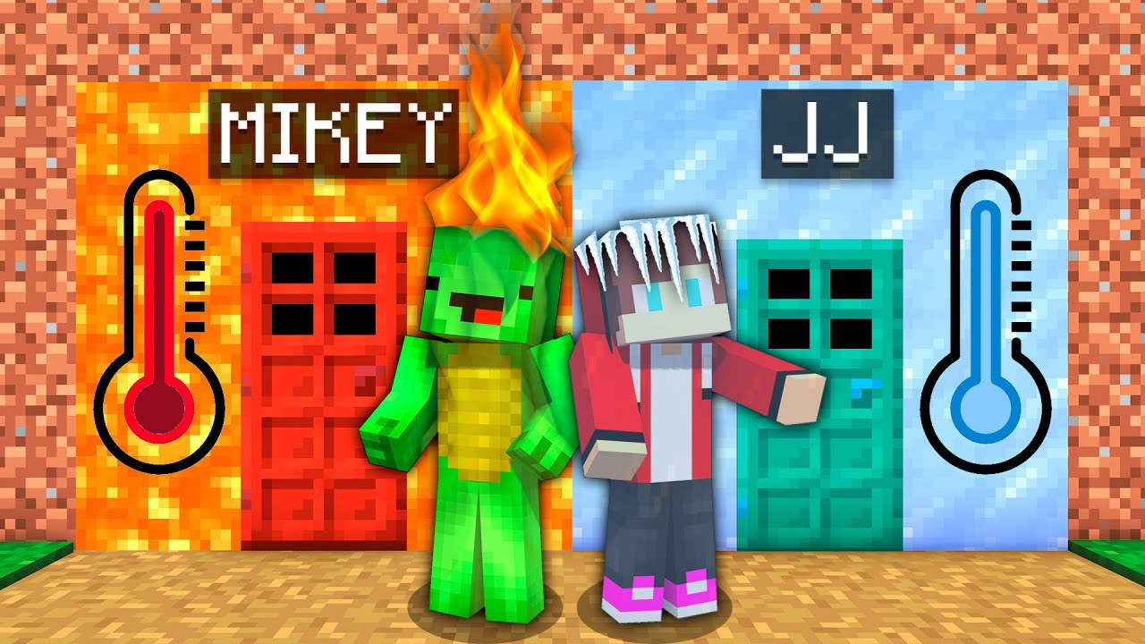 JJ ICE vs Mikey FIRE DOOR Survival Battle in Minecraft animation - YouTube