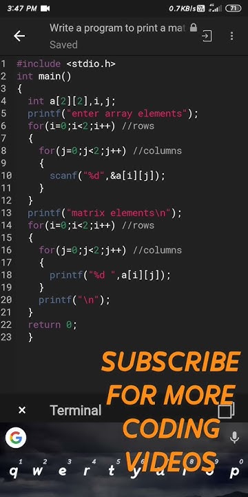 Write A C Program To Print A Number In Matrix Form Coding Programming C Learncoding 