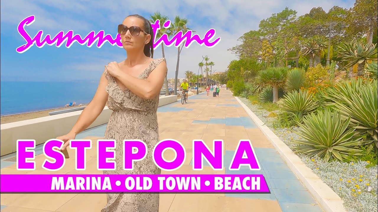 Estepona walking tour | Beachfront, old town, marina | Summer 2024 ...