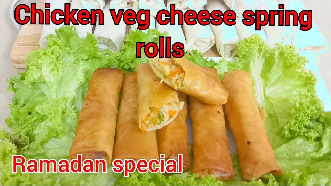 Chicken cheese veg spring rolls /vegitable spring rolls / Chinese ...