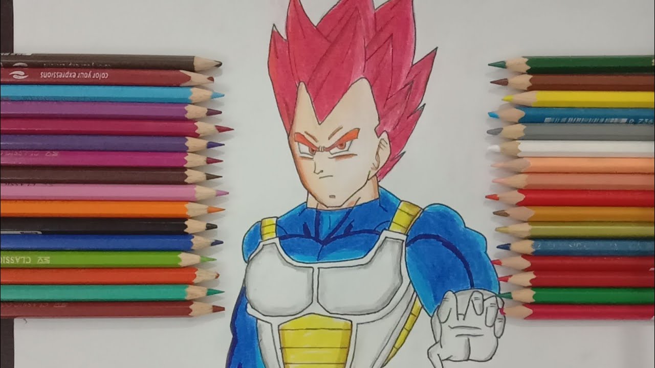 Drawing VEGETA Super Saiyan GOD! - YouTube