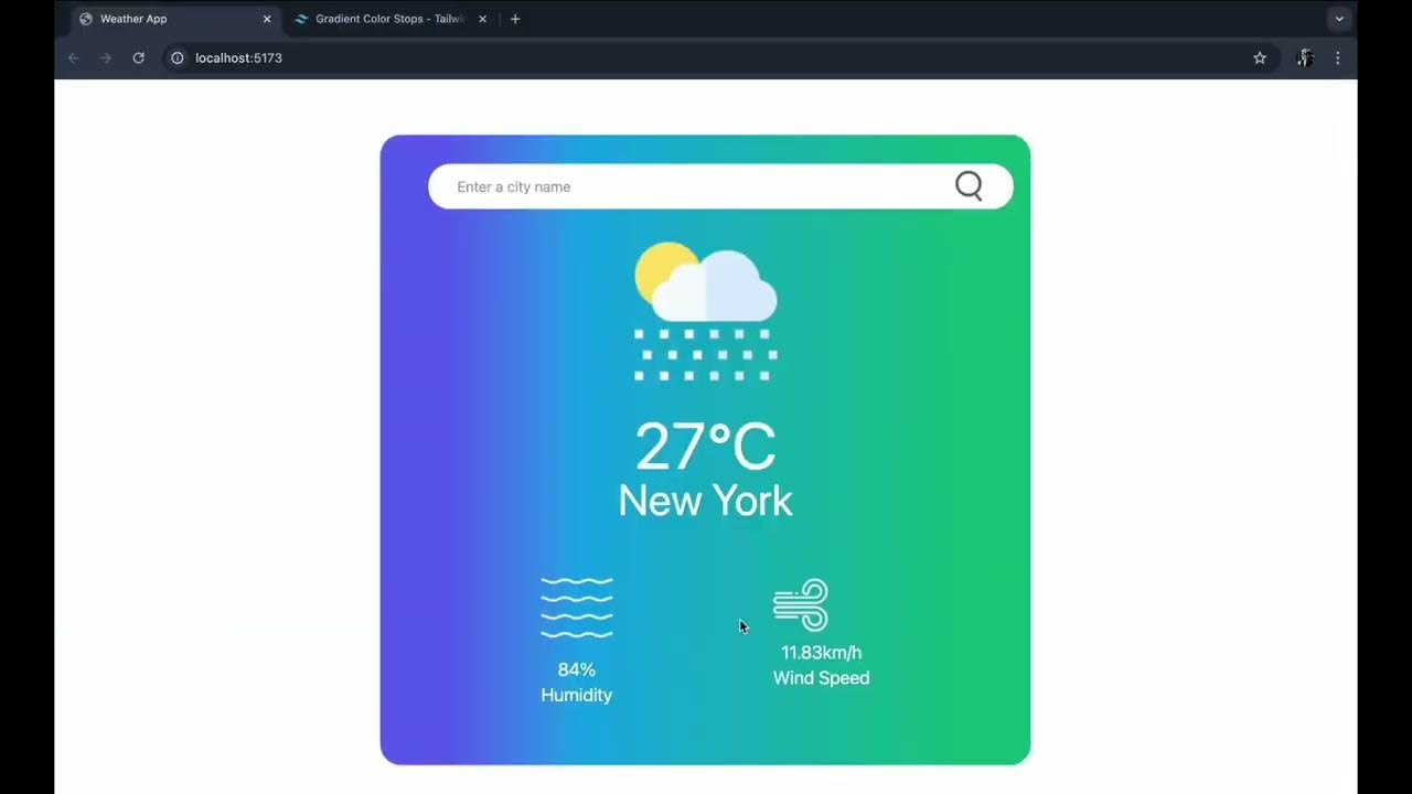 Weather App Project using Tailwind CSS and JavaScript - YouTube