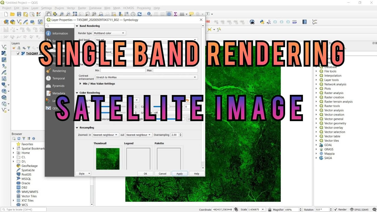 QGIS Basic Tutorial || Raster Rendering Type : Single band Satellite ...