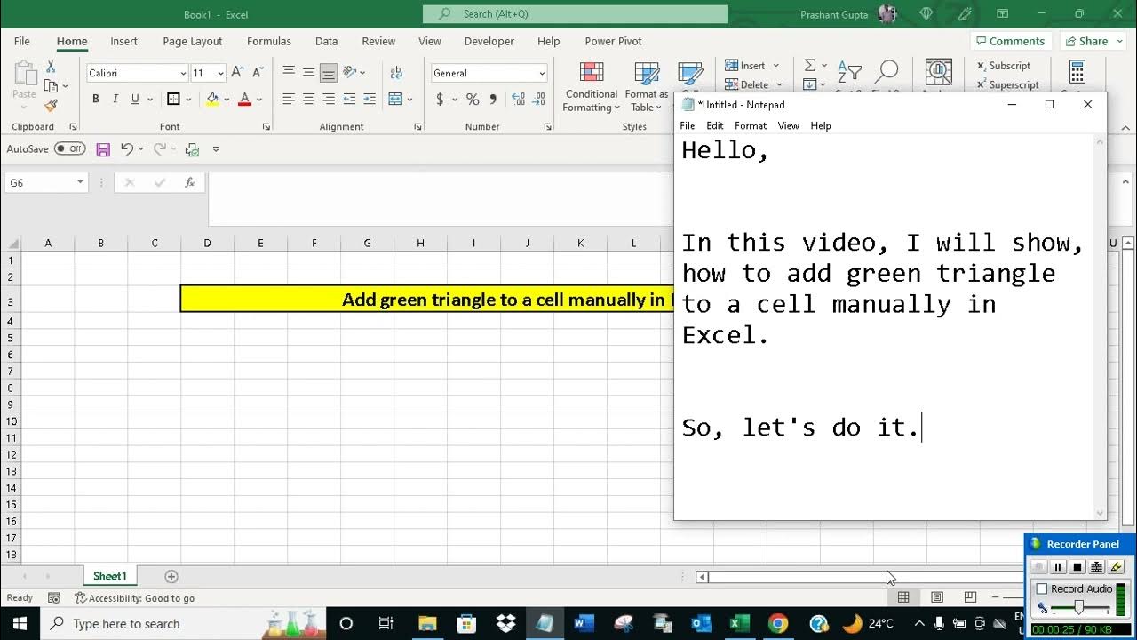 Add Green Triangle To A Cell Manually In Excel YouTube add-green-triangle-to-a-cell-manually-in-excel-youtube