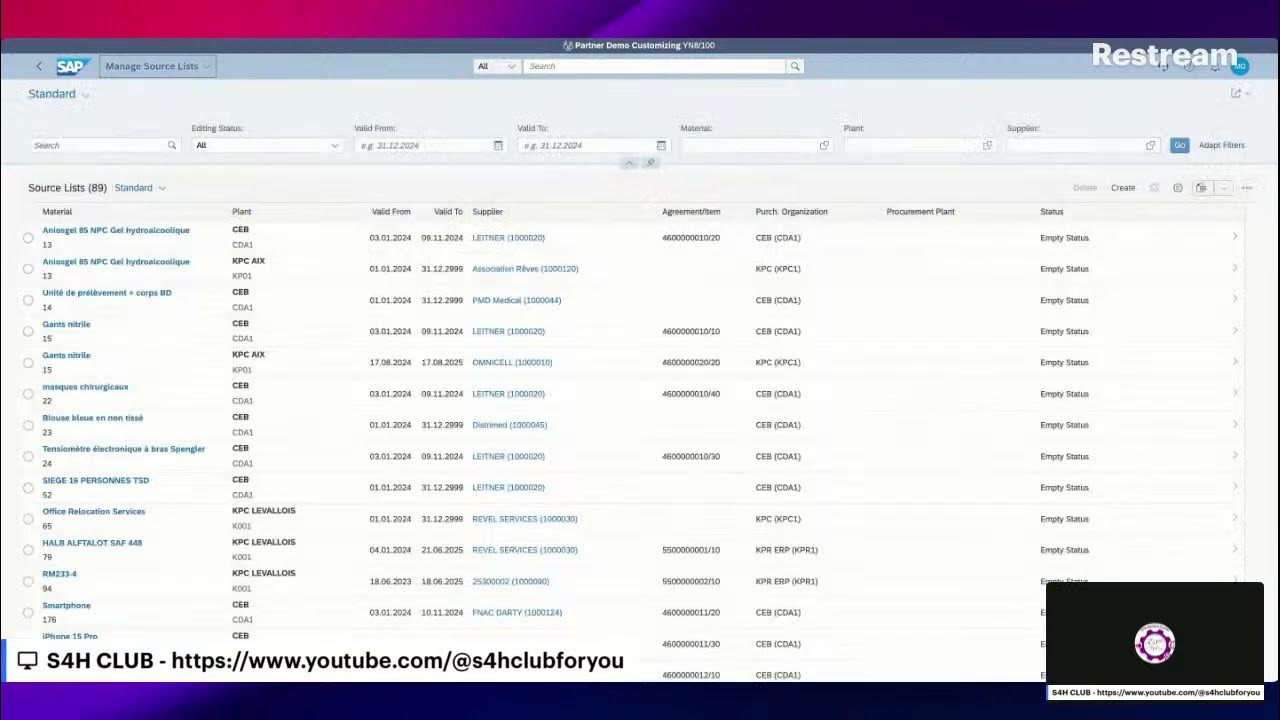 SAP MM Source List_How to Create a Source list manually - YouTube