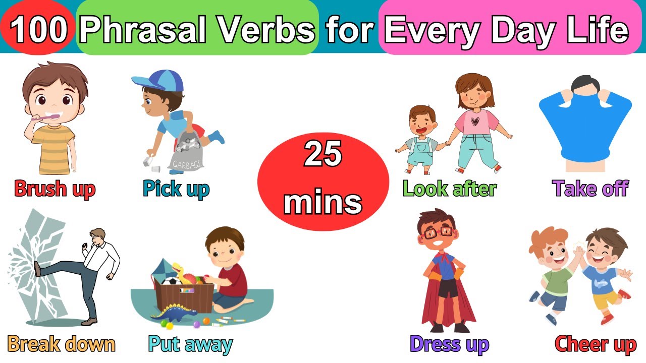 100 Phrasal Verbs For Everyday Life | Phrasal verbs with sentence ...