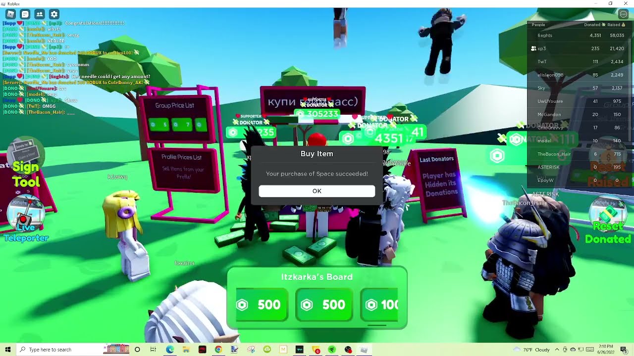 Roblox: Needle_Me donates 20K in Donate Me (Gamepass) June 26, 2022 ...