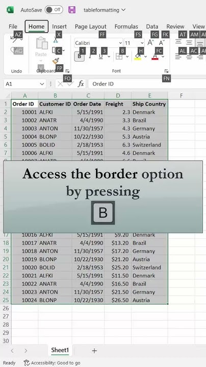 How to Apply Borders in Excel using Keyboard Shortcut - YouTube