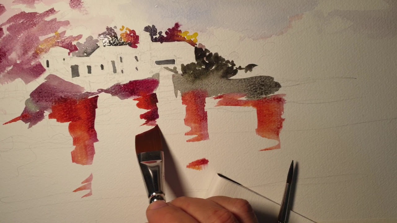 simple semi abstract watercolor painting - YouTube