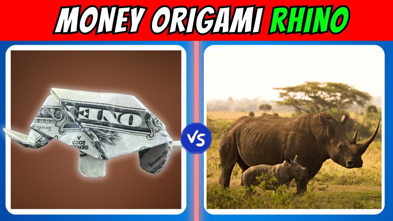 Easy Money Origami Rhino: Impress with This Gift! 🦏🌟 - YouTube
