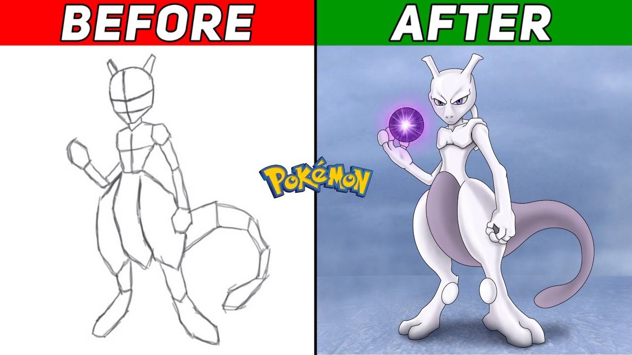 Pokemon Drawing - Mewtwo | Ax24 Drawings - YouTube
