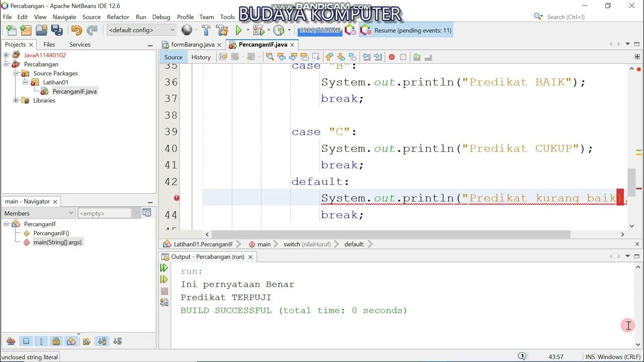 PBO Java Percabangan dan Perulangan - YouTube