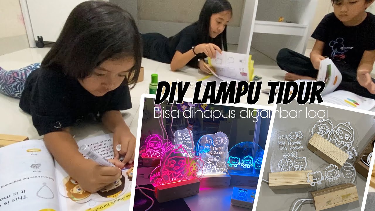 DIY LAMPU TIDUR LED AKRILIK bisa dihapus dan digambar lagi dari ...
