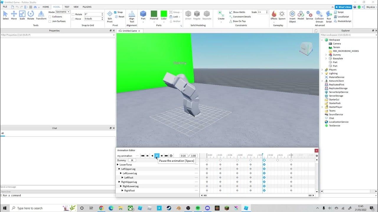 My First Roblox Studio Animation Test - YouTube