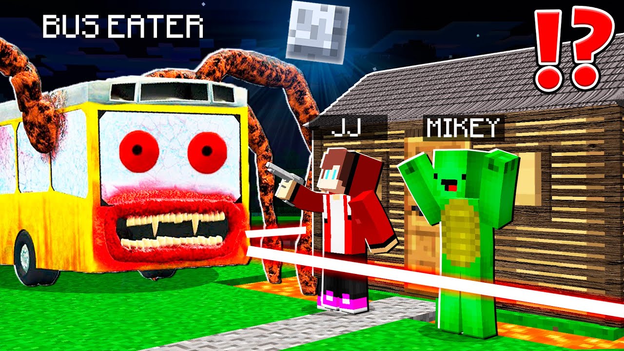 Creepy BUS EATER Secure Mikey and JJ House Protect ! - in Minecraft Maizen - YouTube