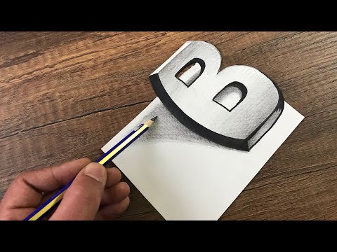 üç boyutlu harf çizimi b & B letter drawing & karakalem çizimleri