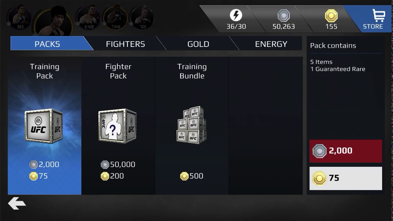 UFC mobile-opening pack with 50k - YouTube
