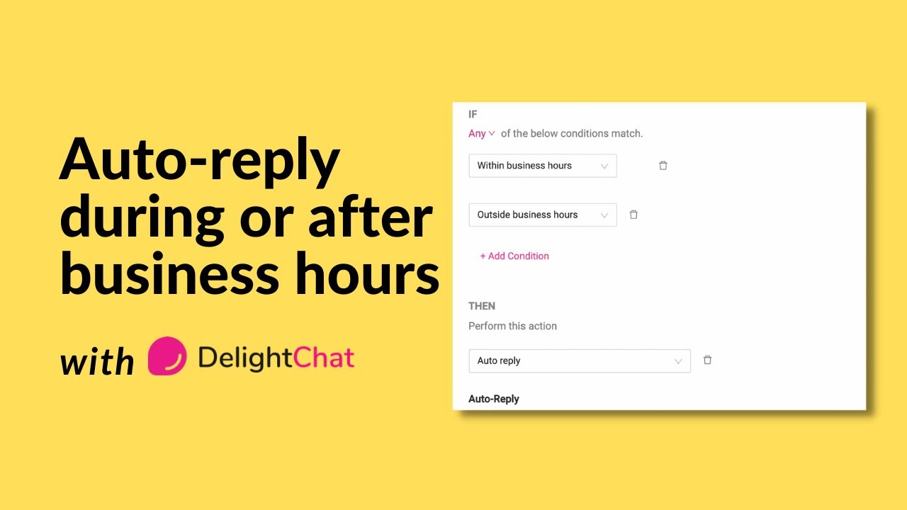 Auto Reply Within and Outside Business Hours with DelightChat 🤩 - YouTube