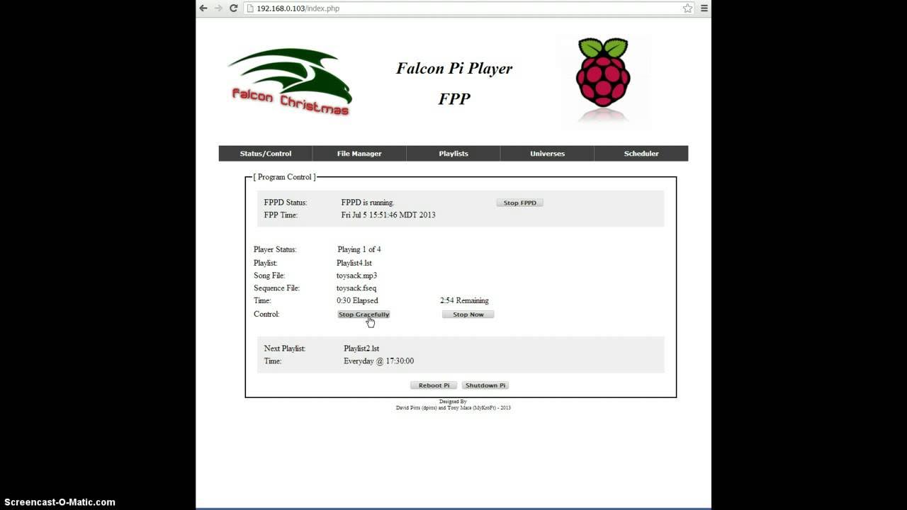 Falcon Pi Player - Status/Control - YouTube