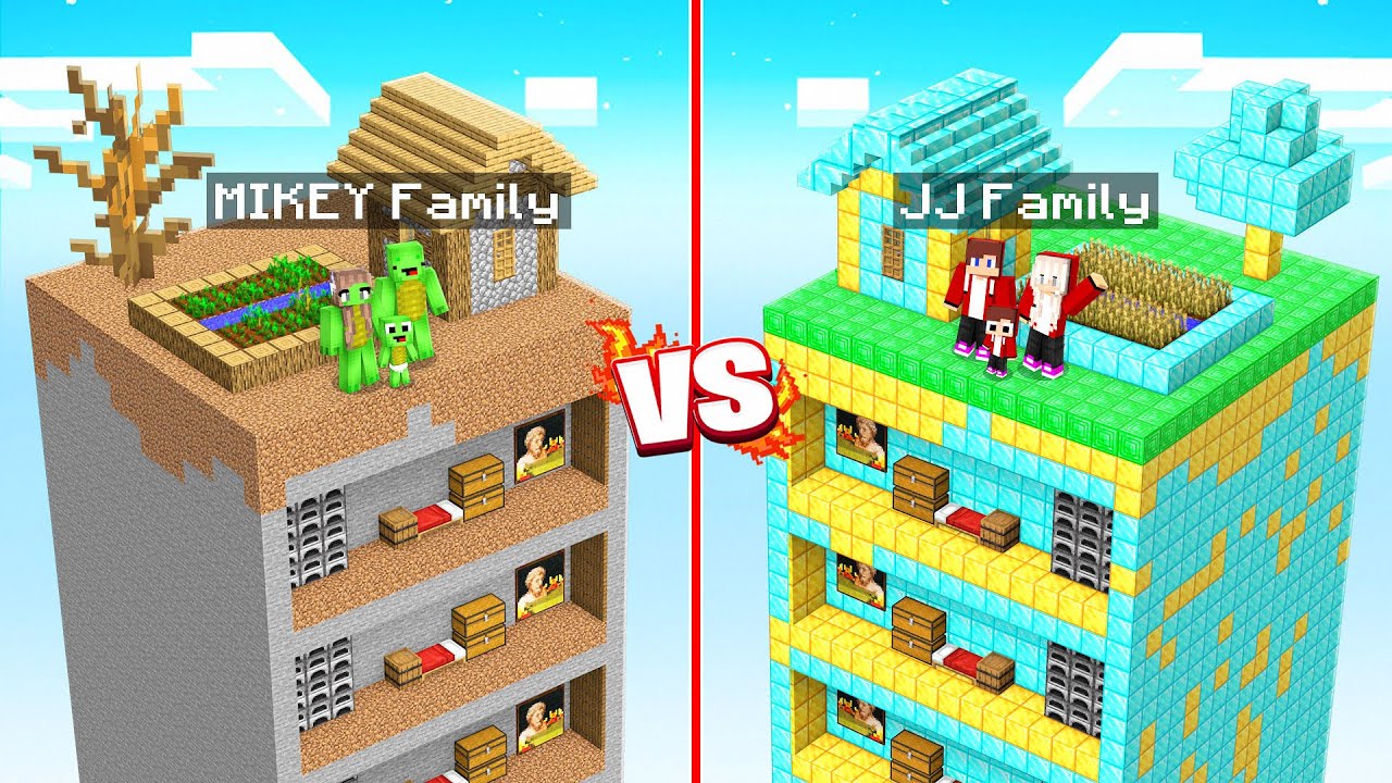JJ RICH Chunk vs Mikey POOR Chunk Family Survival Battle in Minecraft - Maizen - YouTube