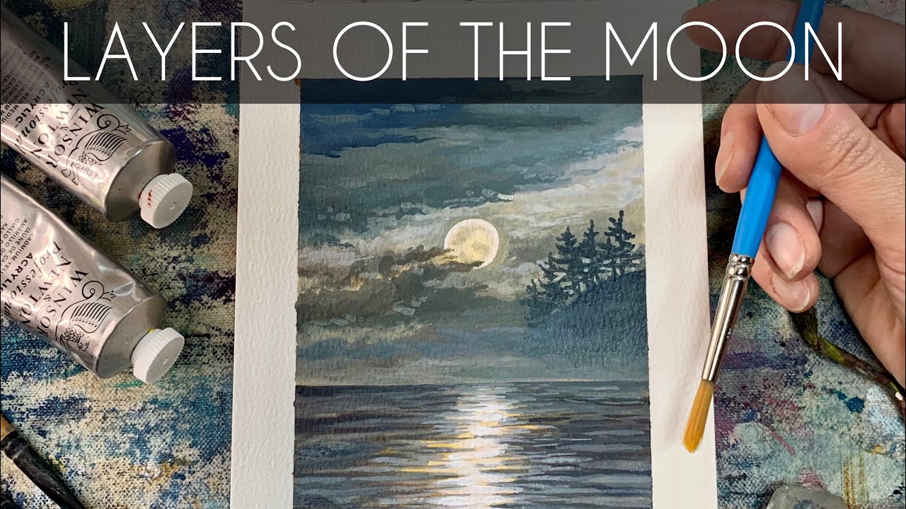 Full Moon over the sea, Acrylic Ocean Landscape Painting for Mirroring ...