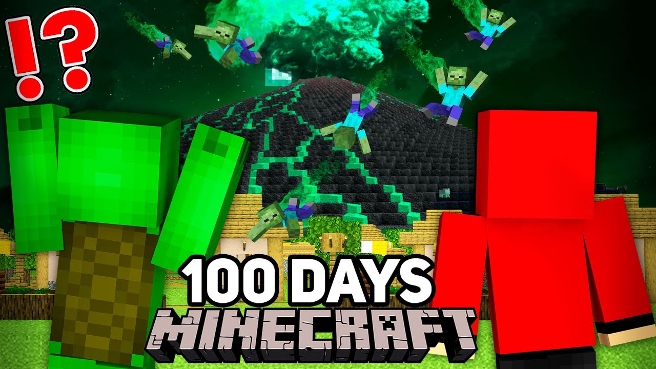 We Survived 100 Days Near a Zombified Volcano in Minecraft - Maizen JJ and Mikey - YouTube