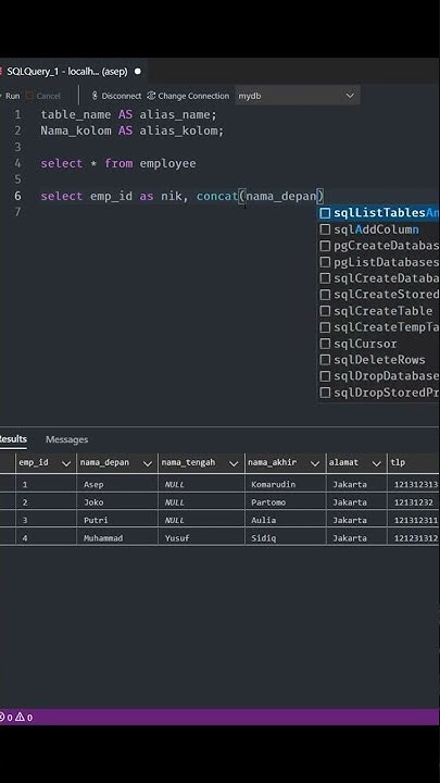TABEL DAN KOLOM ALIAS PADA POSTGRESQL - YouTube