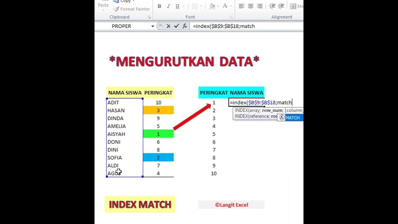 Mengurutkan Data Dengan Index Match Excel Exceltutorial Exceltips Exceltipsandtricks Shorts