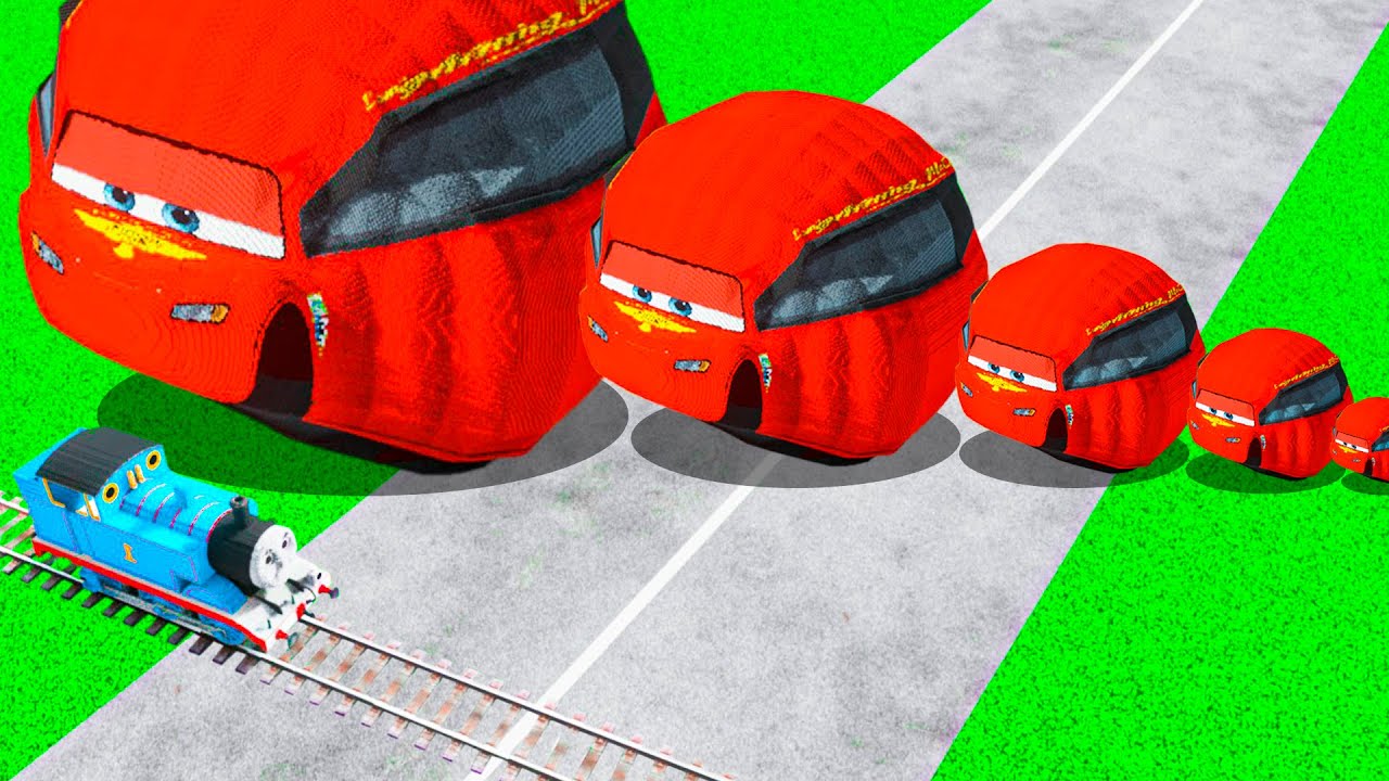 Big & Small SPHERE Lightning Mcqueen vs Train in Teardown! - YouTube