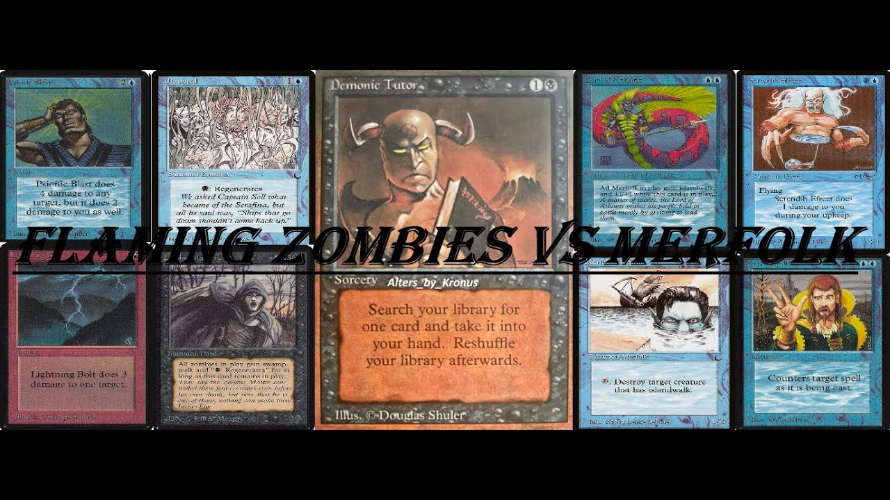 MTG Old School 93/94 Flaming Zombies VS Merfolk - YouTube