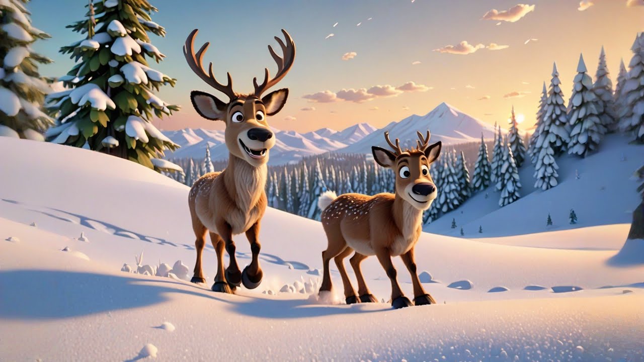 Three Little Reindeer Slide in the Snow | Nursery Rhymes | Baby Songs ...