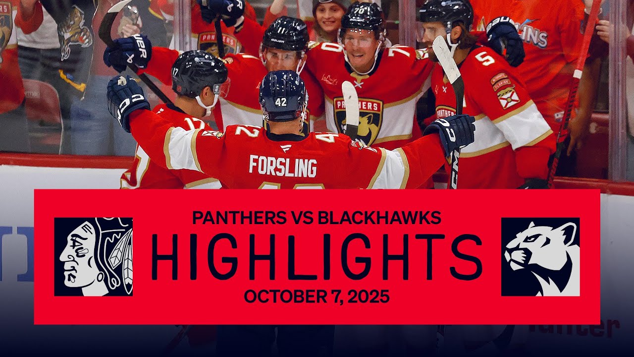 Panthers raise banner, down Blackhawks in opener | 10.7.25 - YouTube