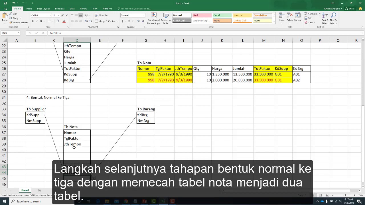 NORMALISASI TABEL BASIS DATA - YouTube