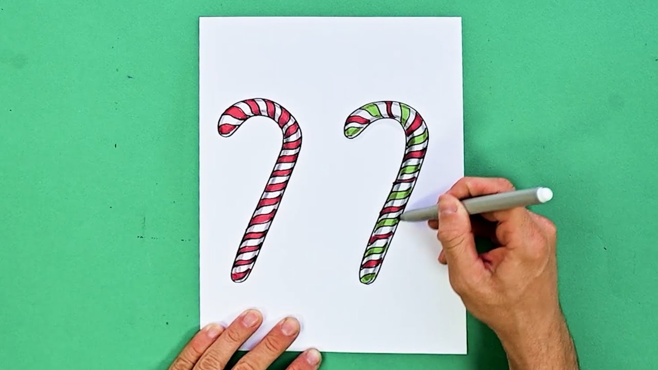 How to draw Christmas Candy Canes - YouTube